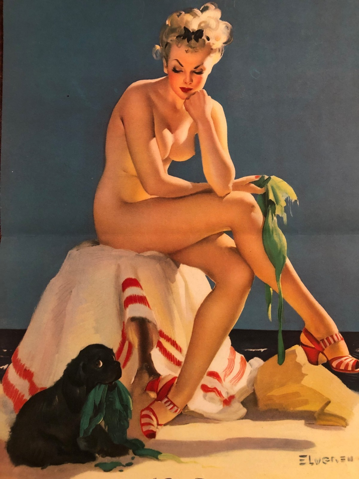 Vtg 1950s Gil Elvgren Pin‑Up Calendar Page, "In For a Tanning", 10" x ...