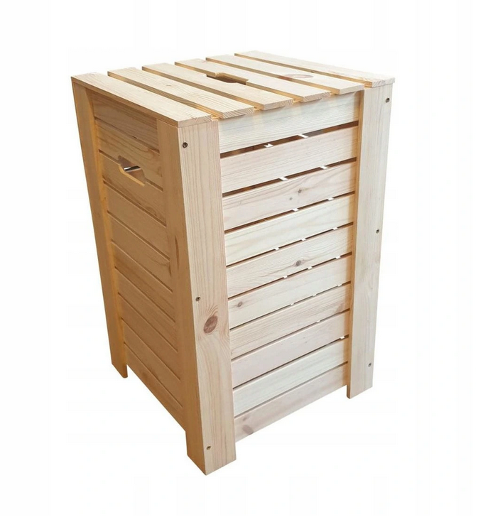 Wooden Clothes Box Laundry Baskets Storage Washing Bathroom Bath Pine ...