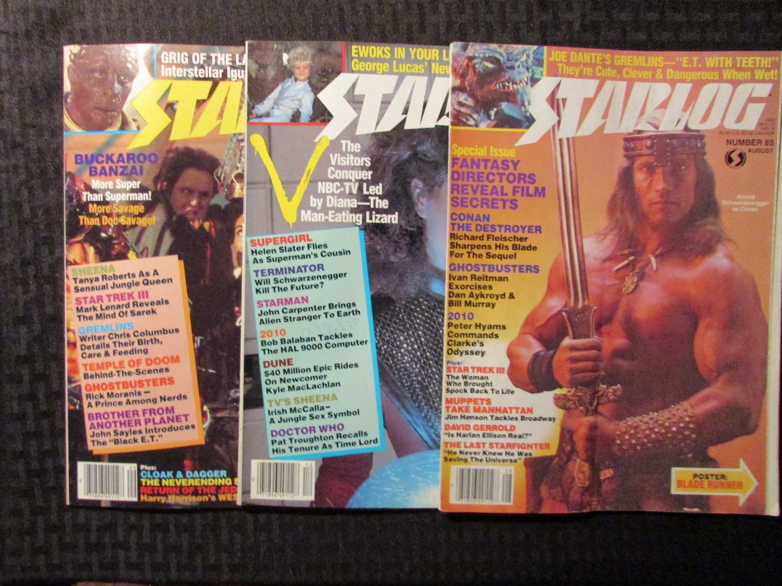 1984 STARLOG Magazine #85 86 89 FN/FN+ LOT of 3 Conan Buckaroo Banzai V ...