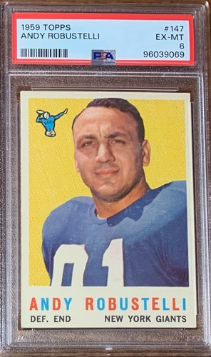 1959 Topps Football #147 Andy Robustelli New York Giants PSA 6 Nicely ...