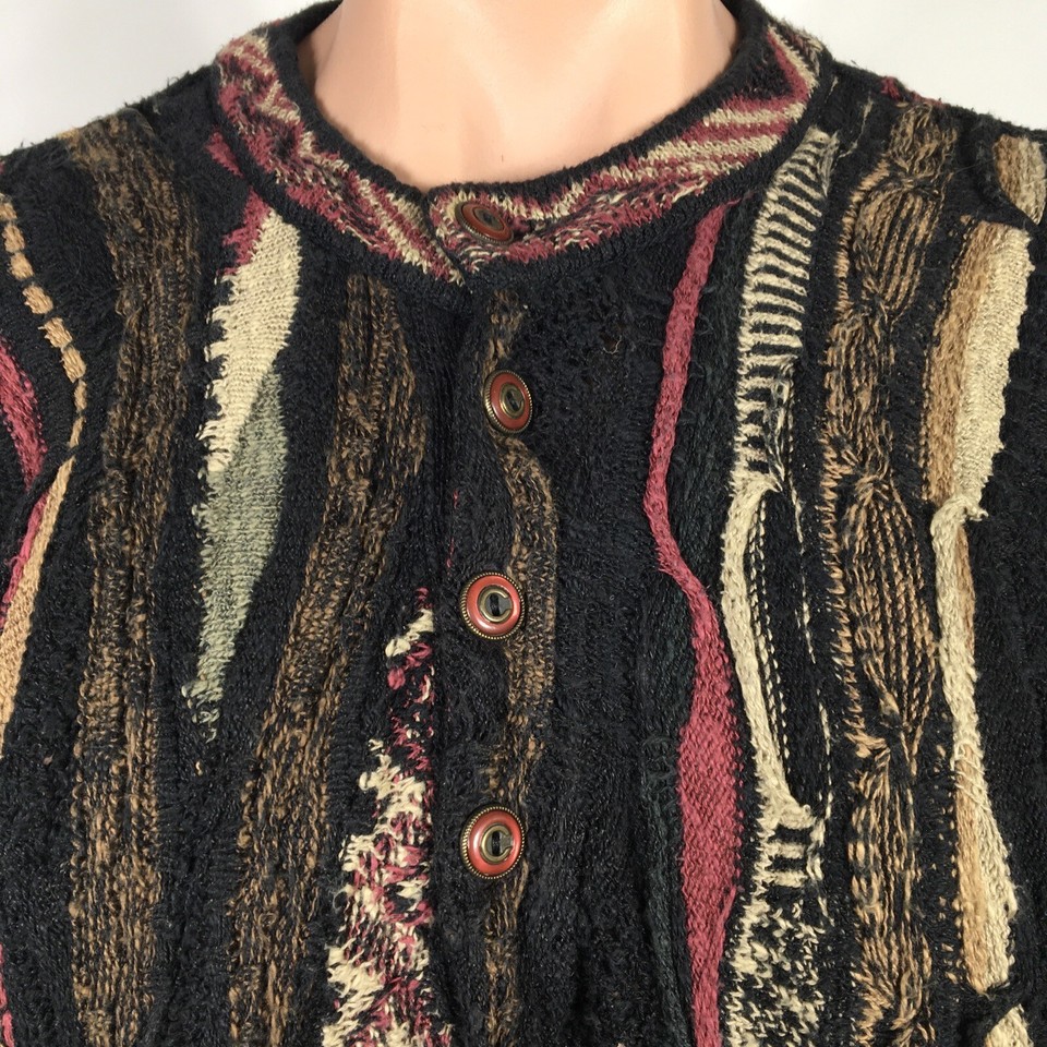 COOGI Australia Vintage 90s Cosby BIGGIE sweater 3 Button Collared Sz L ...