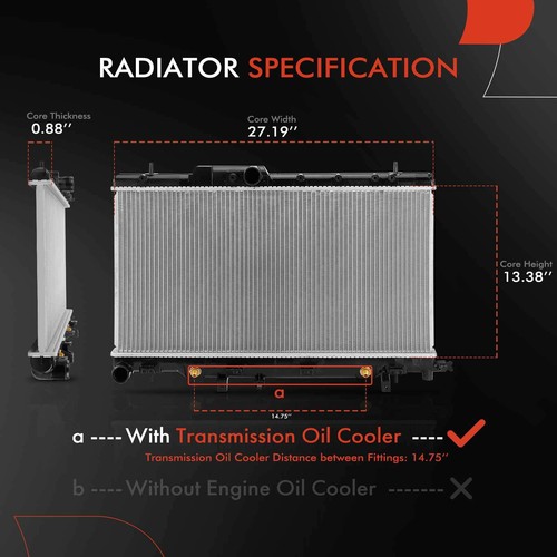 Radiator with Transmission Oil Cooler for Subaru Impreza 02-03 2.0L ...