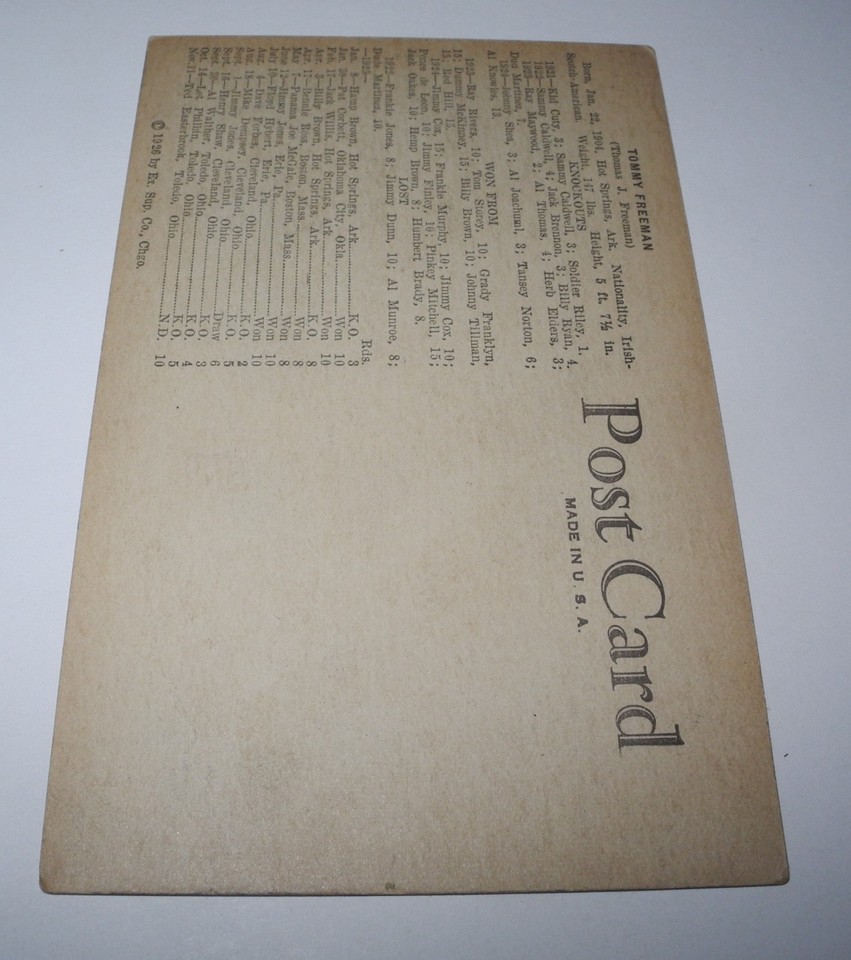 1926 Boxing Advertising Ephemera Exhibit Card Photo Postcard Tommy ...