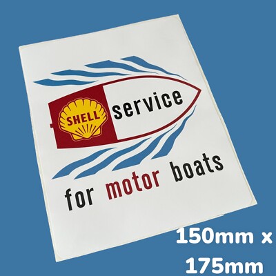Shell Motor Boats Oil Vinyl Sticker Service Jug pourer Boat Tin Can ...