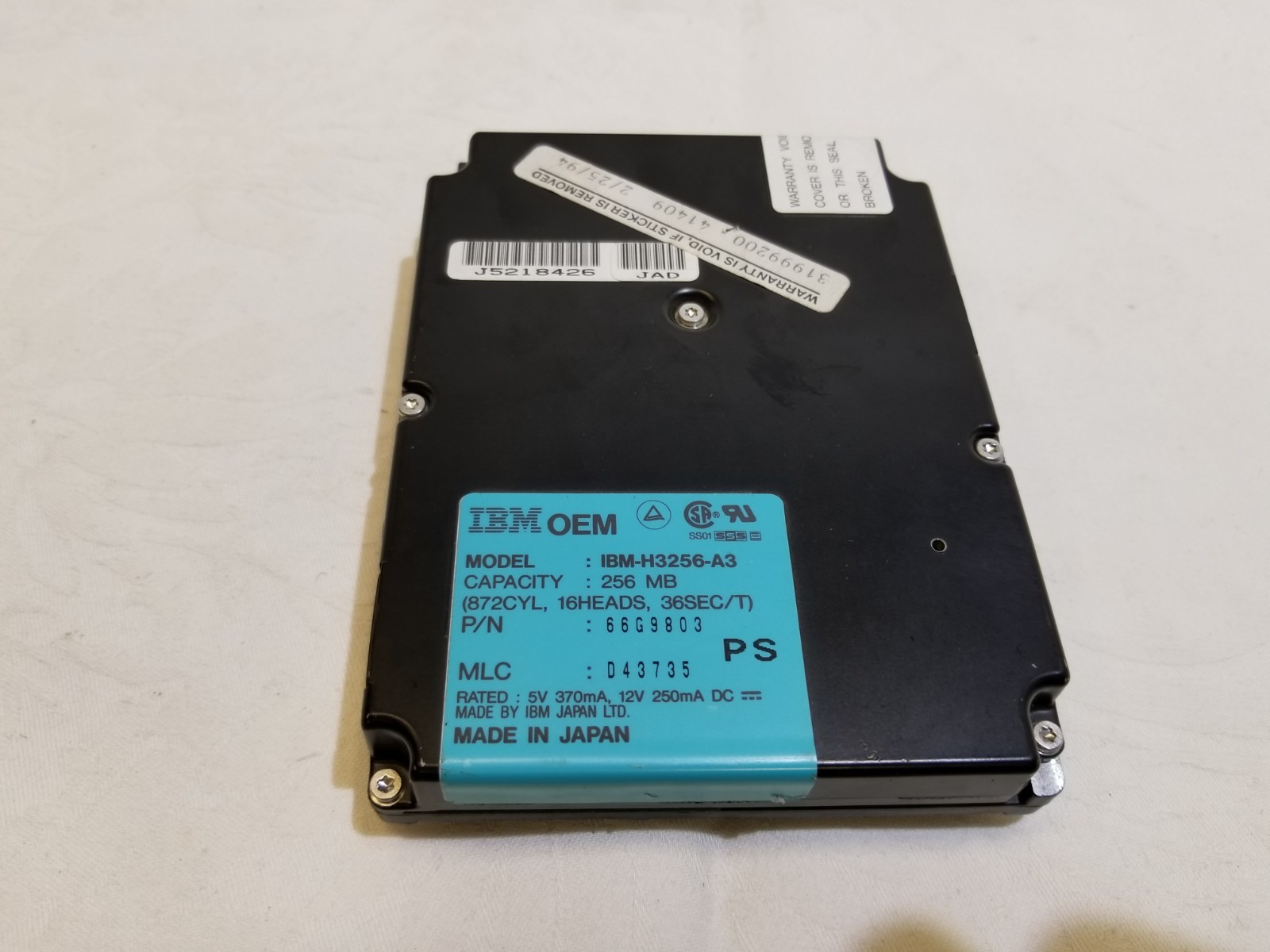 Vtg IBM OEM IBM-H3256-A3 256MB Hard Drive for Amiga and other Vintage ...