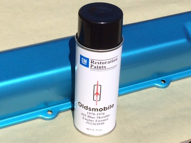 THORNTON GM APPROVED 455 BLUE METALLIC ENGINE PAINT OLDSMOBILE CUTLASS ...