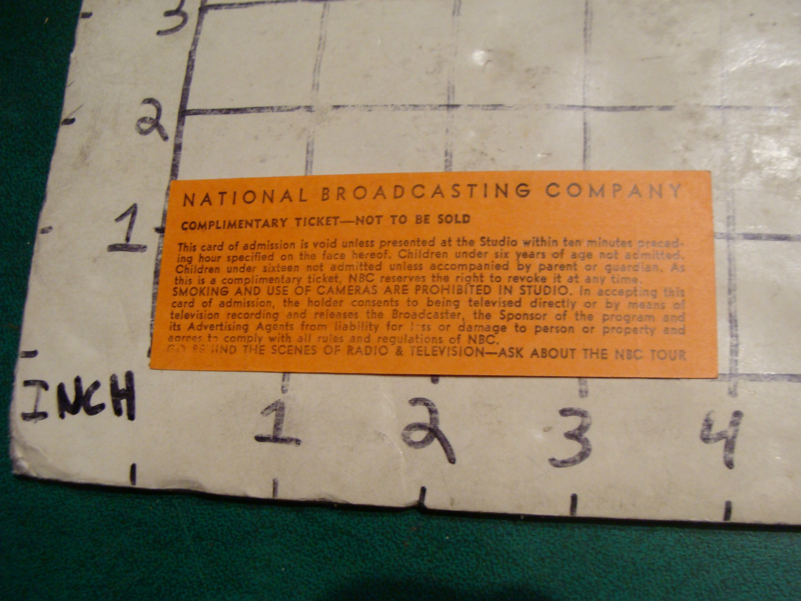 GREATVINTAGE 9-14-1953 TV TICKET: UNUSED--NBC--BAND OF AMERICA--belasco ...