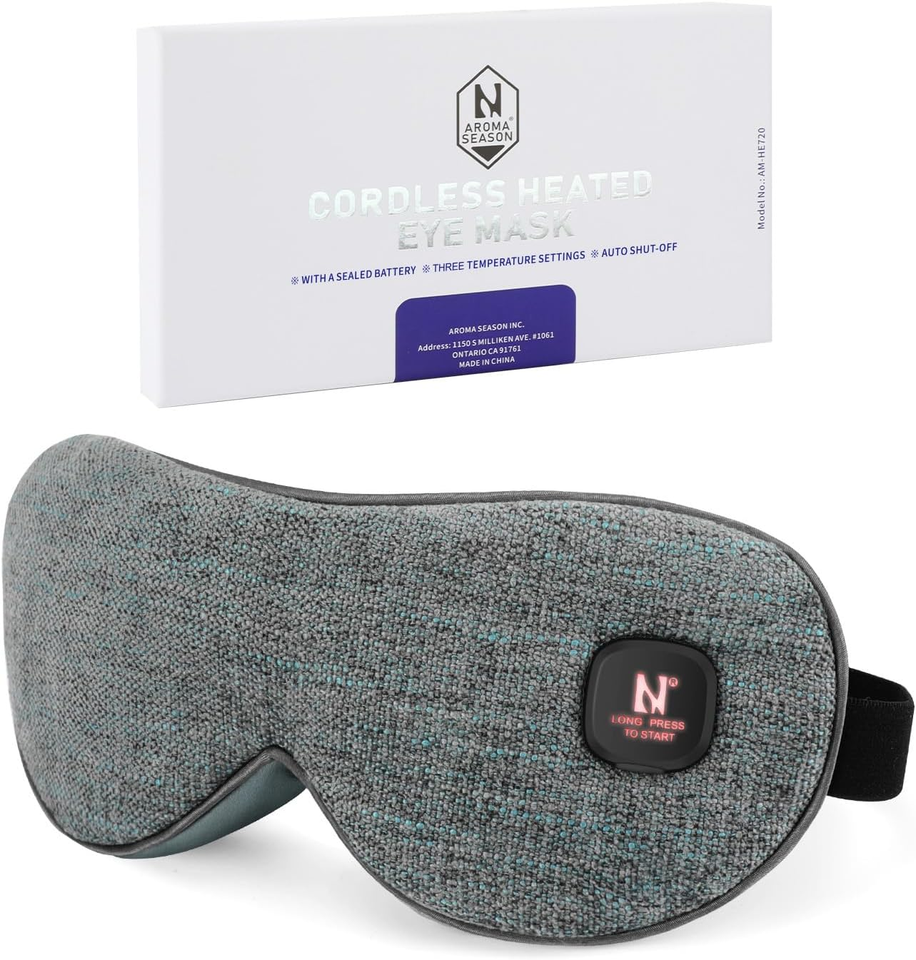 Aroma Season Heated Eye Mask, Moist Heat Eye Compress with Cordless ...