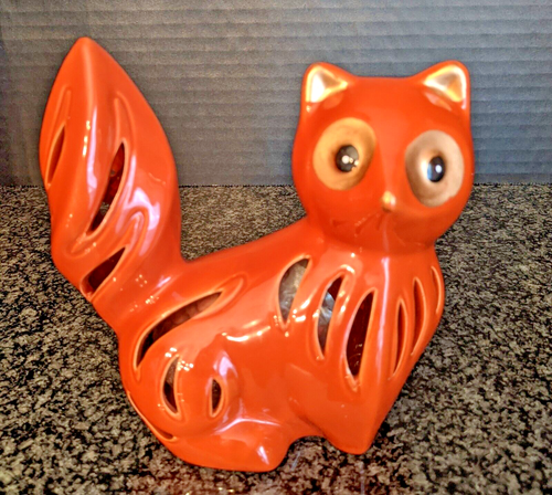 Red Fox Figurine Rust Glazed Ceramic Cutout Potpourri Unmarked 5.5" H ...