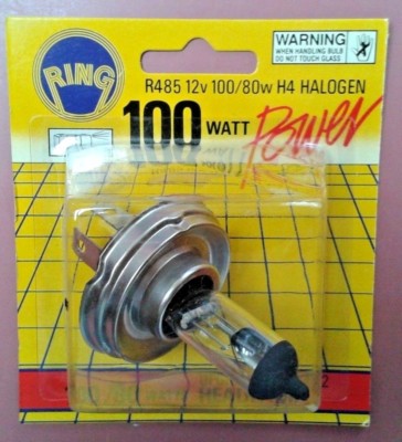 2 x H4 RING BRAND HALOGEN - STANDARD HEADLIGHT GLOBE - R485 12v 100/80W ...