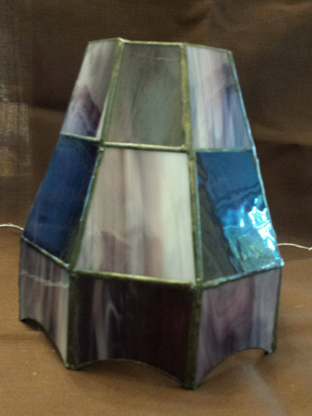 Purple SLAG Leaded Glass Panel Lamp Shade 7"H X 3-7/8" Repair Repurpose ...