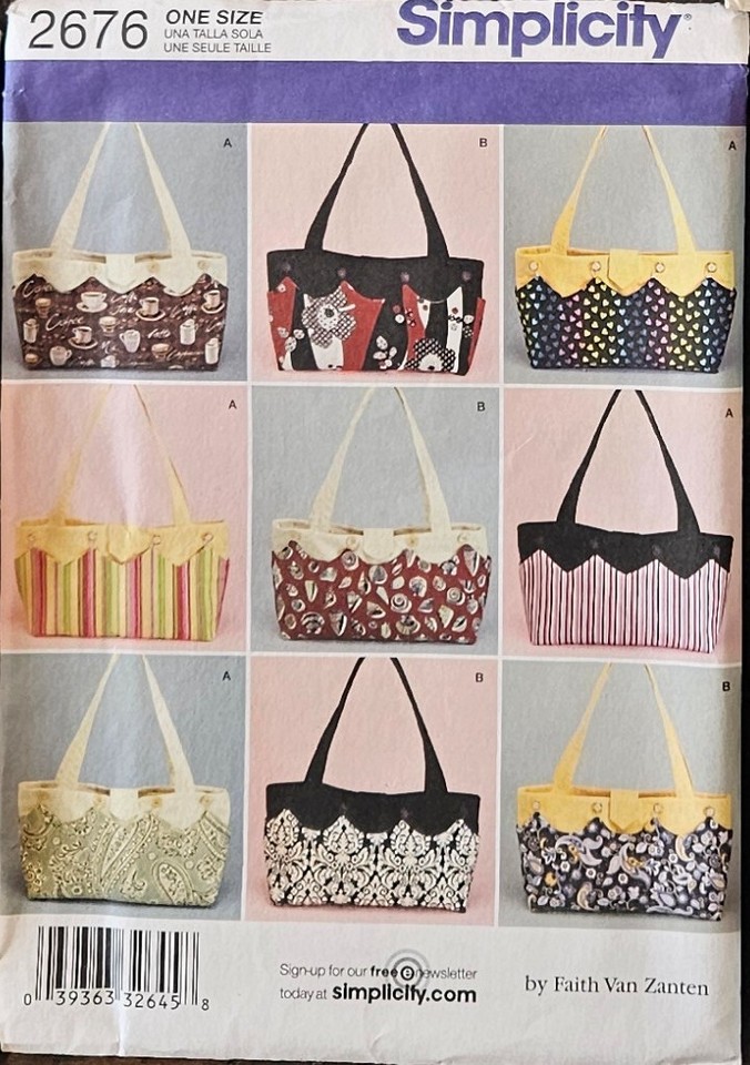 Simplicity Craft Sewing Patterns Handbags Totes Purses Travel Bags ...