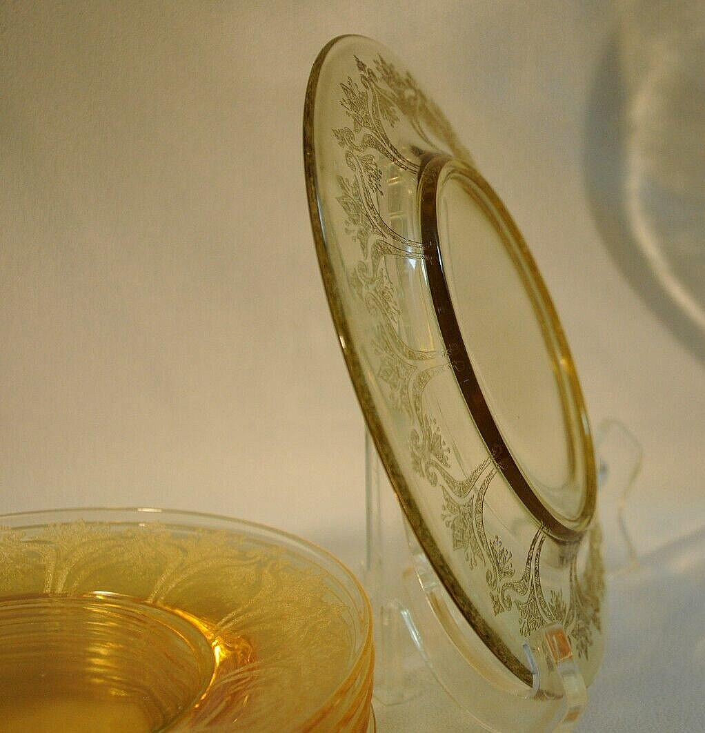Morgantown Glass Fairwin Pattern Yellow Topaz Plates 7 Available | eBay
