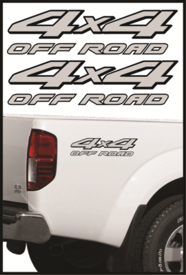 4X4 OFFROAD SILVER / BLACK DECALS FOR NISSAN FRONTIER TRUCKS 2-PACK ...