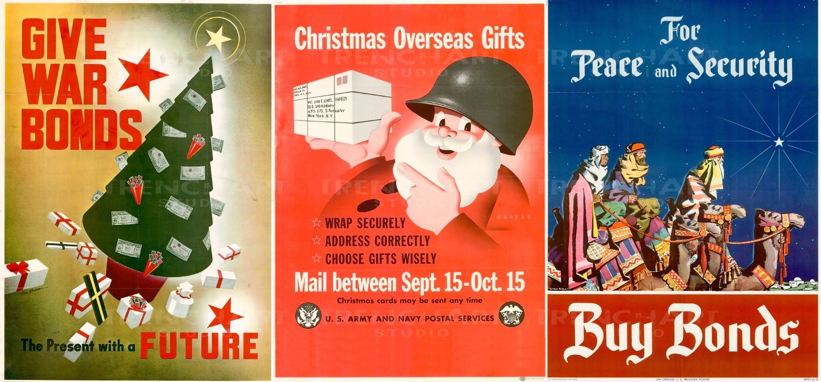 Set Poster WW2 Print Santa Claus Christmas Xmas Gift US Army wall art ...