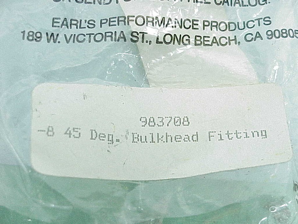 1 New Earls -08 AN 45° Blue Anodized Aluminum Bulkhead Fitting Aeroquip ...