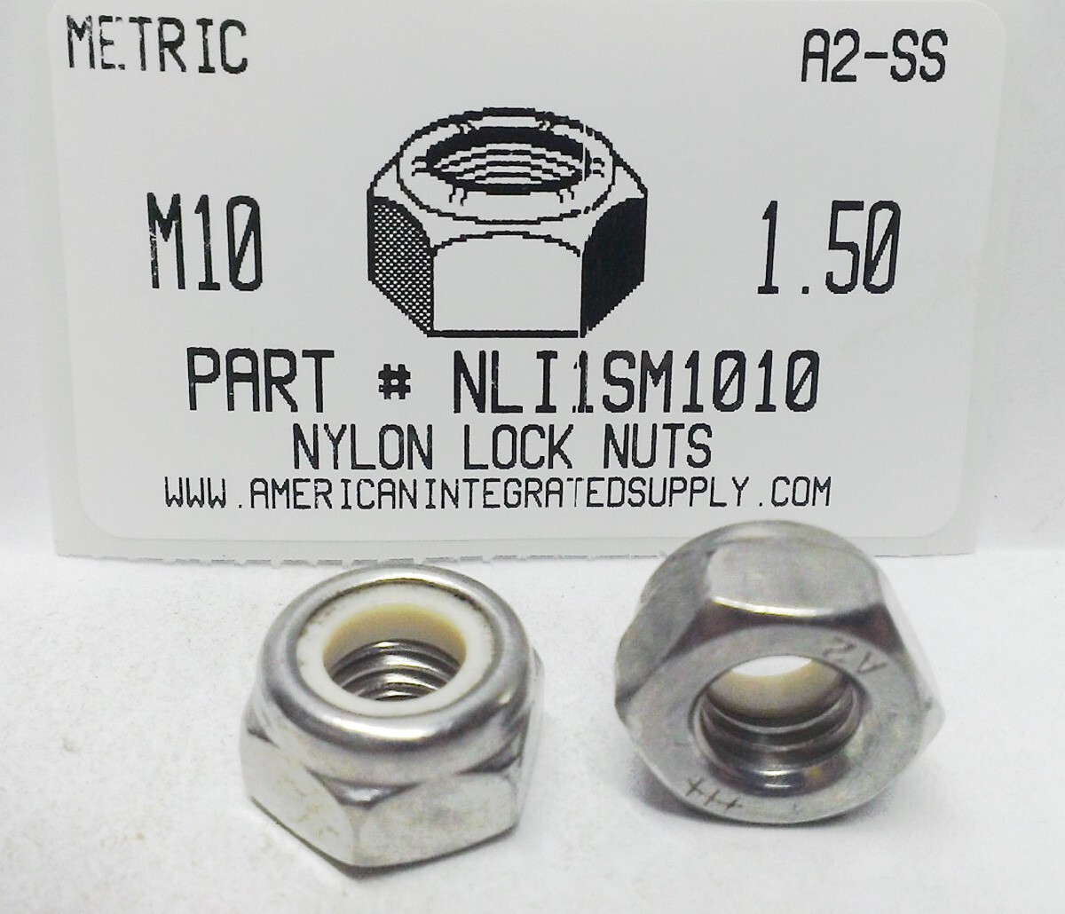 M10-1.50 HEX NYLON INSERT LOCK NUTS A2 STAINLESS STEEL D985 (10) | eBay