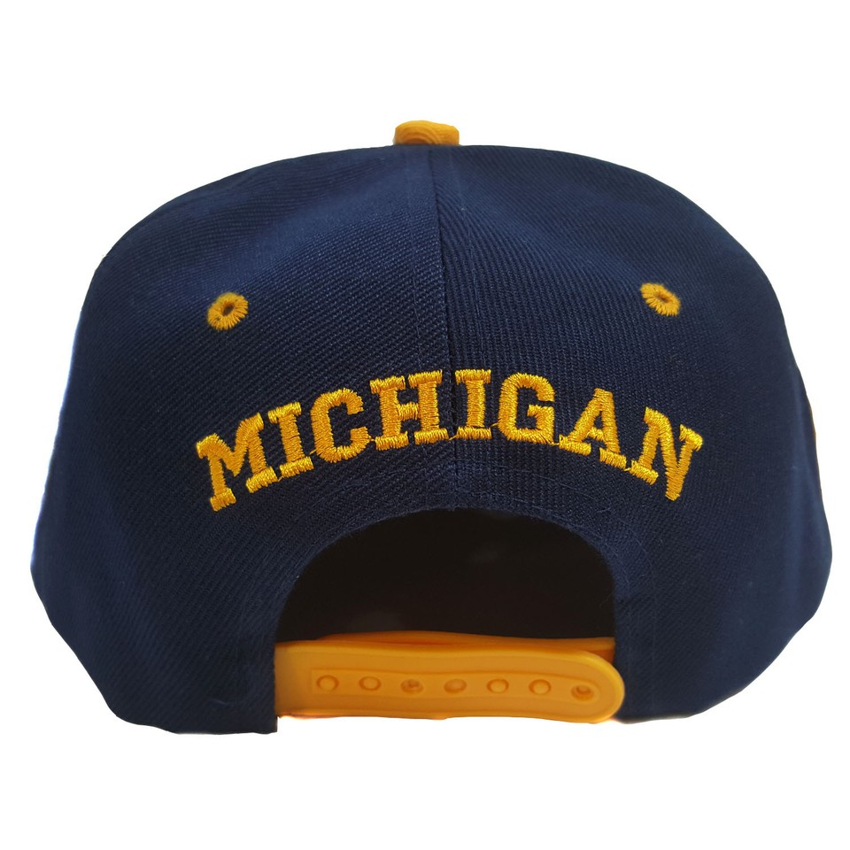 Michigan Two Tone Navy/Yellow Arch Style Snapback | eBay
