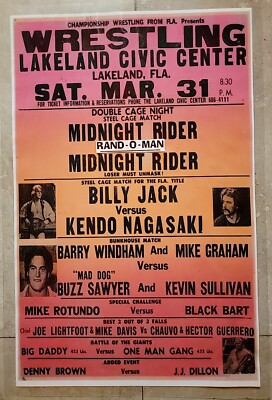 Florida Wrestling Poster Midnight Rider vs Midnight Rider "Steel Cage ...
