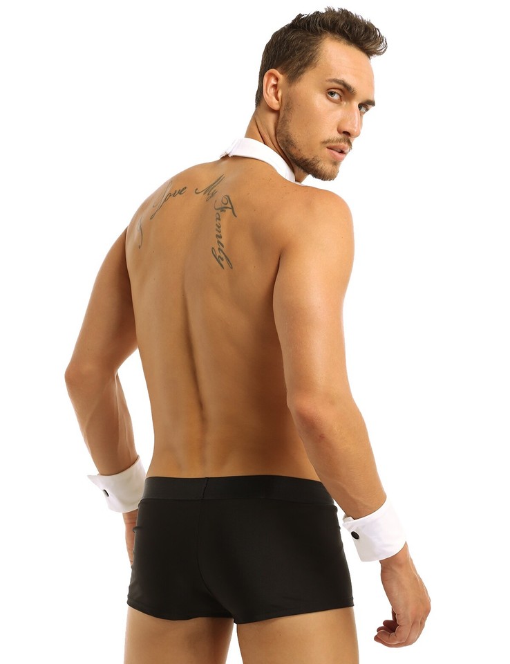 Men's 4 Pieces Bow Tie Collared Boxer Briefs Tuxedo Costume Gentleman ...