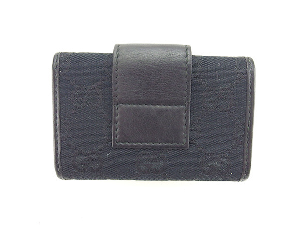 Gucci Key holder Key case G logos Black Gold Woman Authentic Used I414 ...