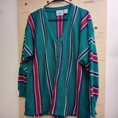 Vintage Bermuda Run Striped Cardigan Sweater Size Large | eBay