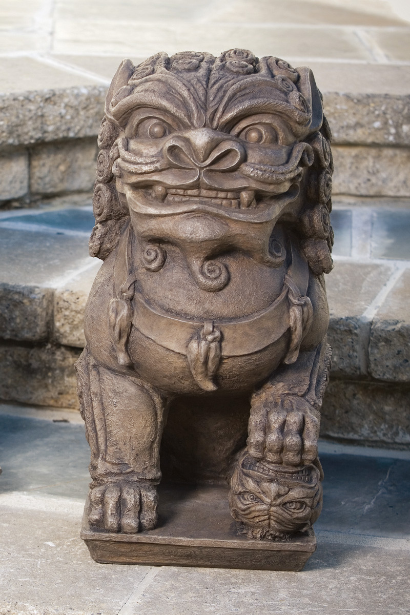 20" Large Foo Dogs Pair! - Outdoor Concrete Garden Statue Chinese Lion ...