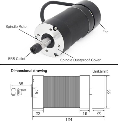 600W Brushless Spindle Motor W/ Mount ER11 CNC Router Milling Machine ...