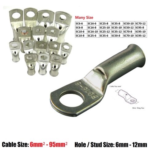 Copper Tube Terminals Terminal Battery Welding Ring Crimp Cable Lugs ...