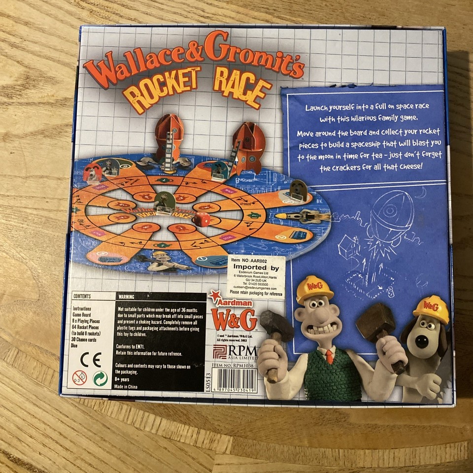 Wallace & Gromit Rocket Race Board Game Complete opened never been used ...