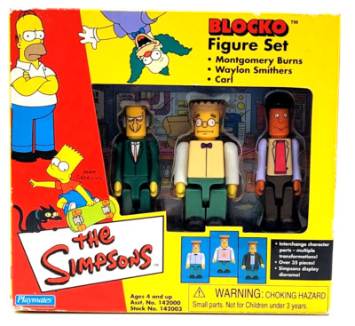 Simpsons BLOCKO FIGURE SET - Mr Burns Waylon Smithers Carl PLAYMATES ...