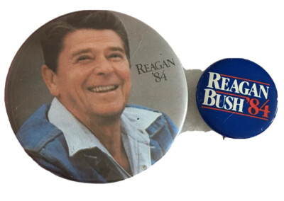 Vtg 1984 President Reagan Bush Button Pins Republican Political ...