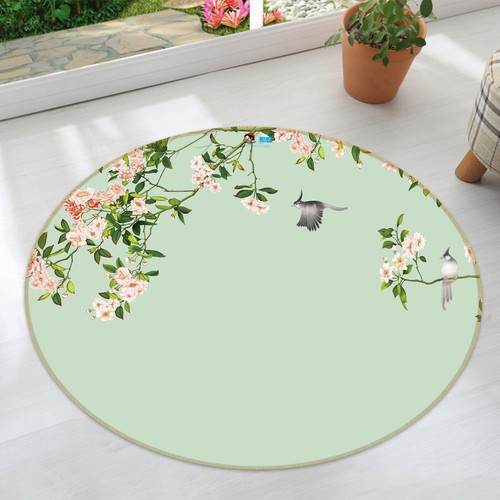 3D Green Branch Flowers Birds NAO3986 Game Rug Mat Elegant Photo Carpet ...