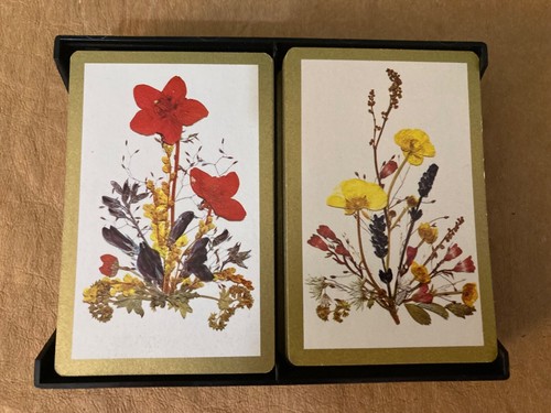 Vintage Hoyle Flower Design Playing Cards Double Deck w/ Case Made In ...