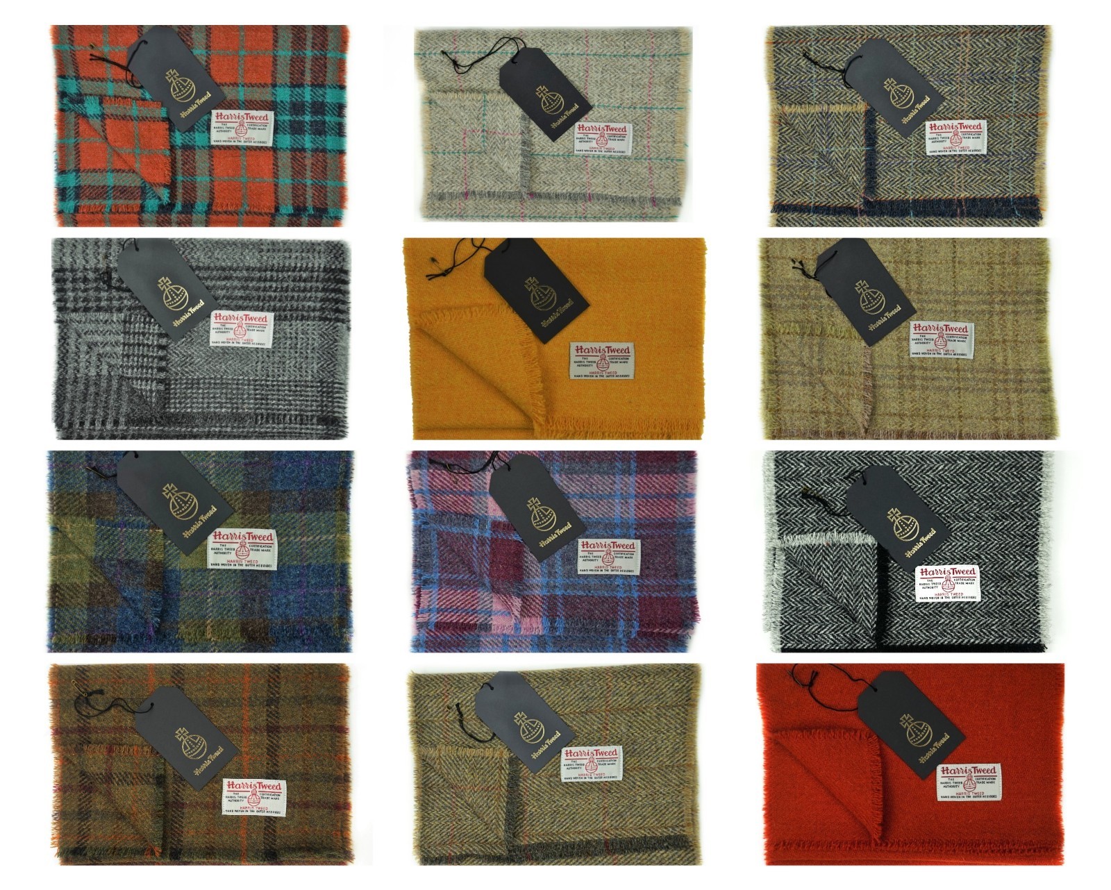 Harris Tweed Pure Wool Luxury Mens & Womens Fringed Scarf 60" 150cm ...