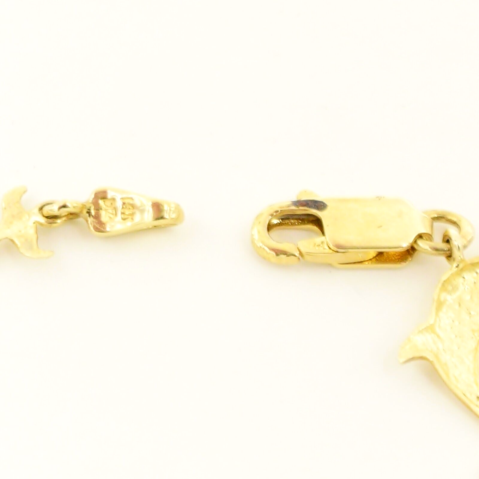 14k Yellow Gold Dazzlers Dolphin Nautical/Beach Chain Link Bracelet 7 1 ...