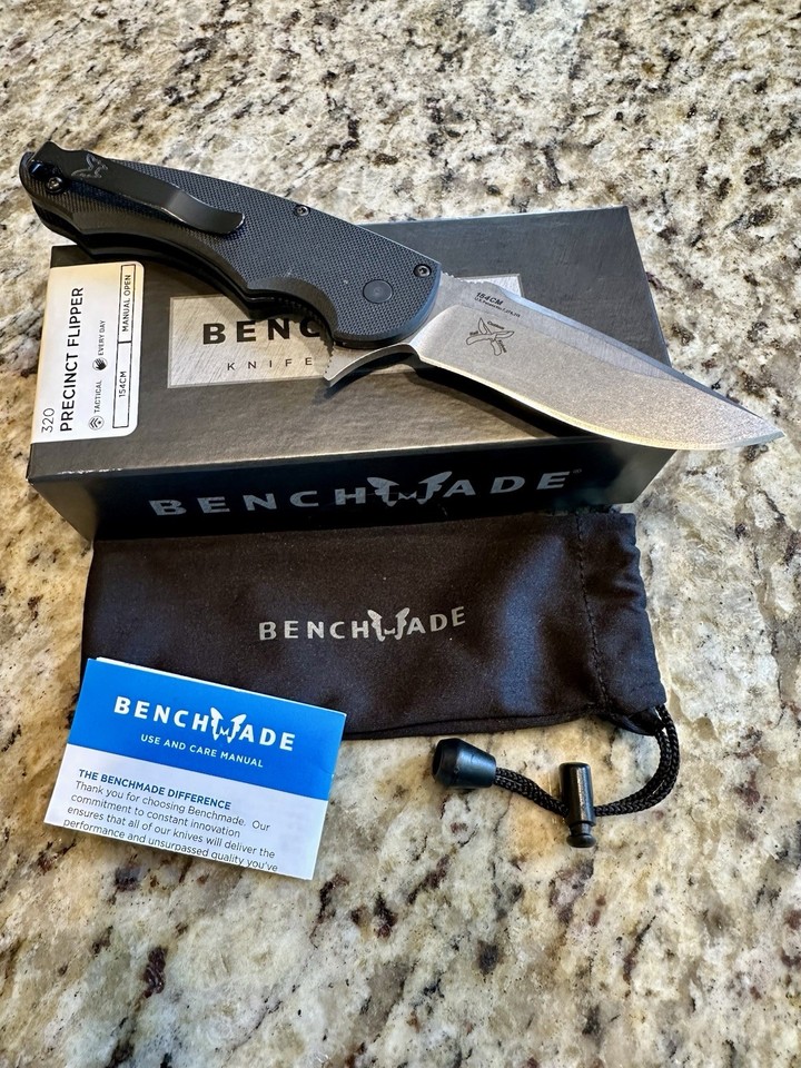 Benchmade Precinct Liner Lock Knife Black G-10 (3.3" Satin) Ball 320 | eBay