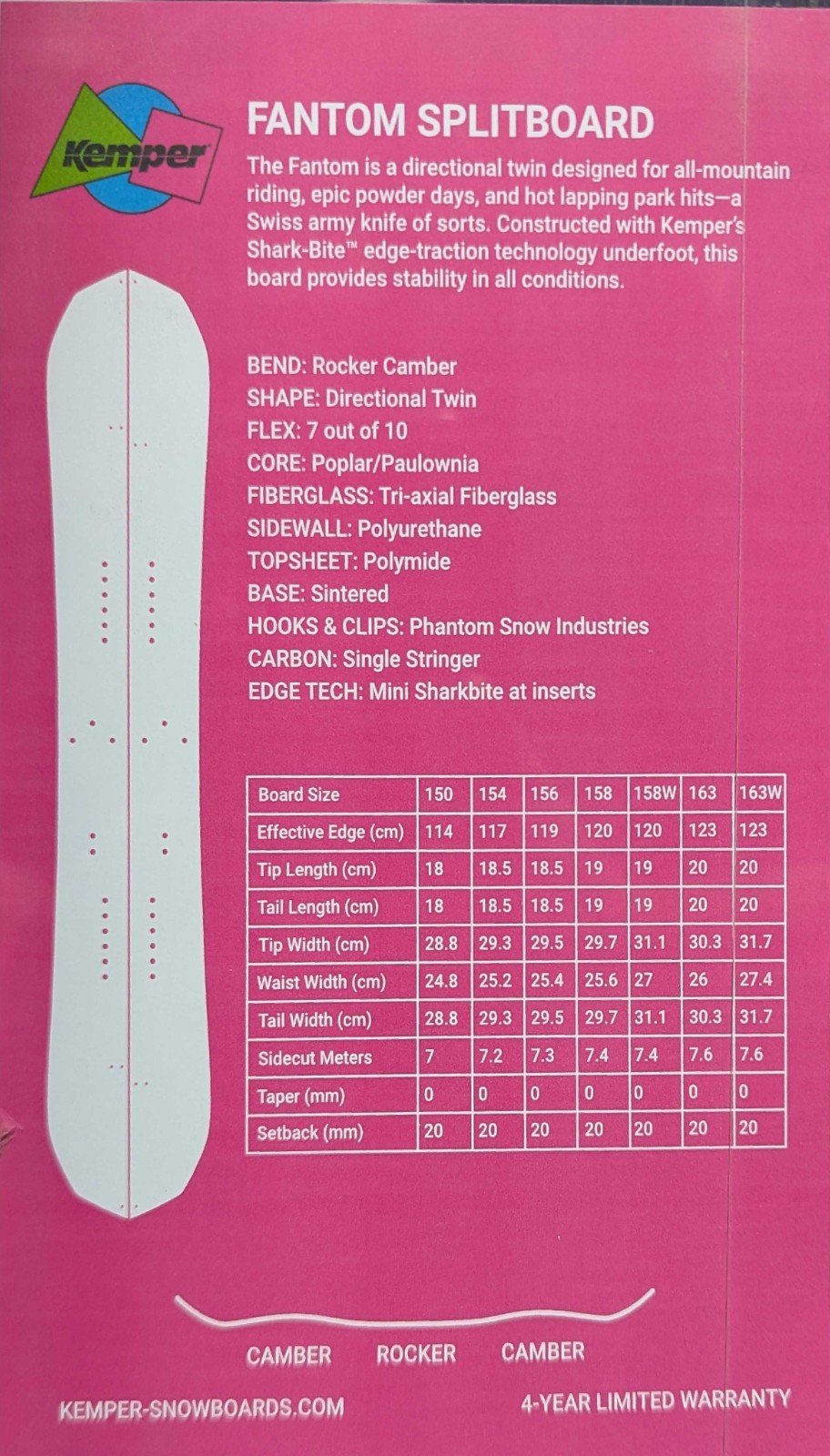 Kemper All-Mountain Splitboard Snowboard Brand New Many Sizes & Colors ...