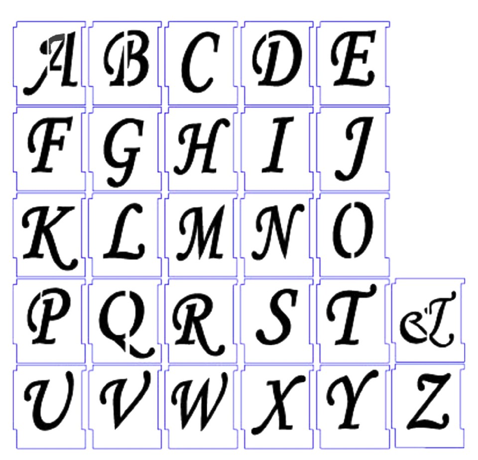 Alphabet Letter Stencils Set A-Z WEDDING SCRIPT Individual Stencils ...