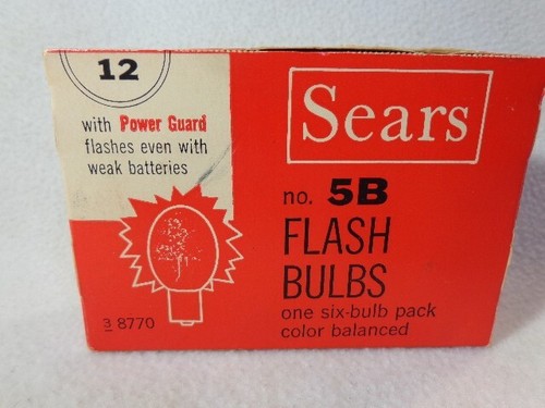 1 Box Vintage NOS Sears No. 5B Color Balanced Flash Bulbs - 6 Flashes ...