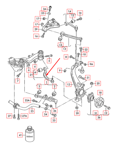Volkswagen Phaeton 3d Front Side Lower Control Arm 4E0407151K Genuine ...
