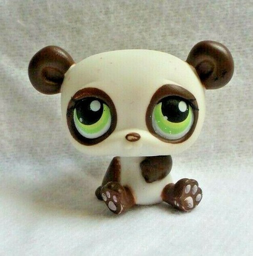 LITTLEST PETSHOP LPS #176 HASBRO PANDA BEAR MARRON ET BEIGE YEUX VERT ...