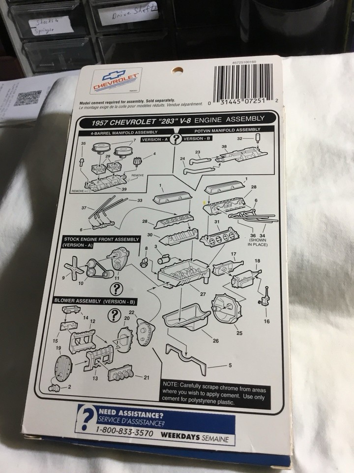 REVELL MONOGRAM PARTS PAKS - CHEVY 283 c.i. V-8 ENGINE 1:25 SCALE ...