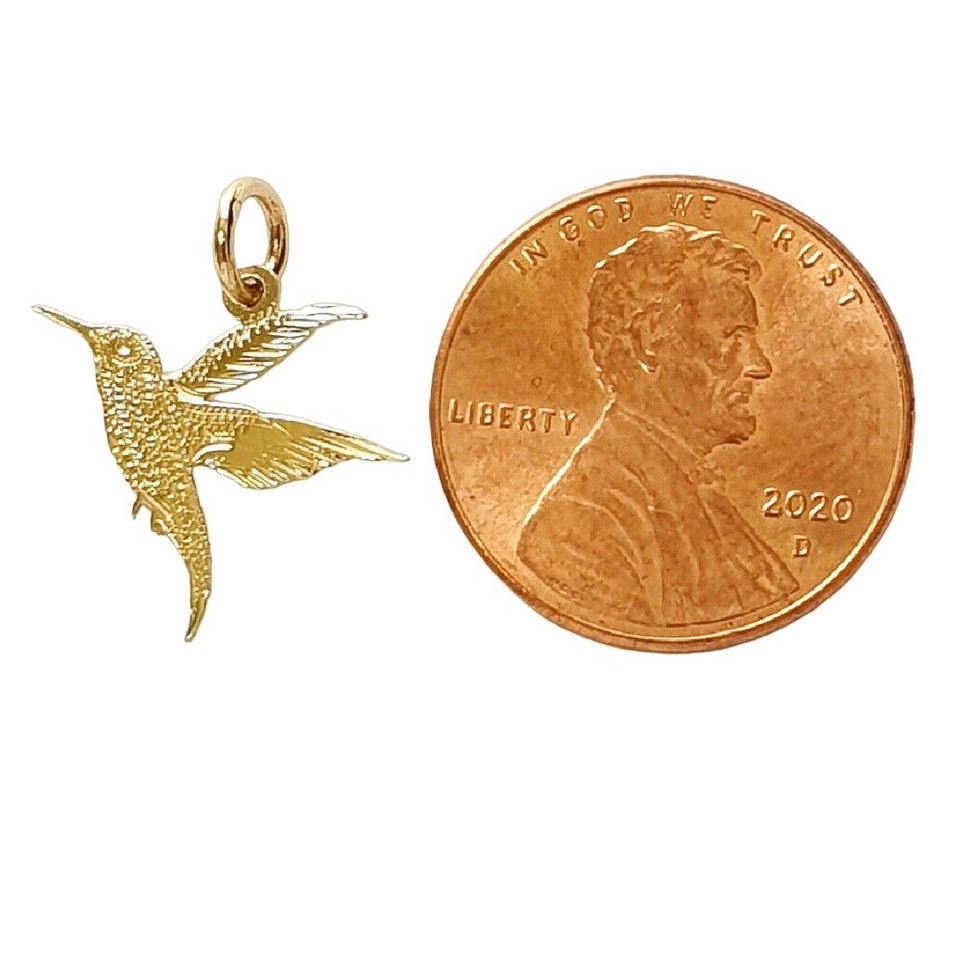 14k Yellow Gold Hummingbird Charm / Pendant, Made in USA | eBay