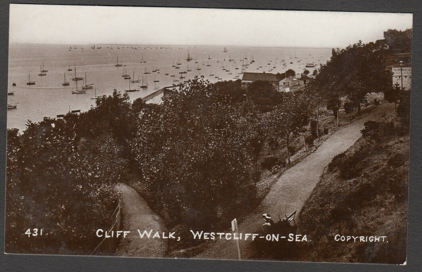 Postcard Westcliff on Sea near Southend Essex early view of Cliff Walk ...