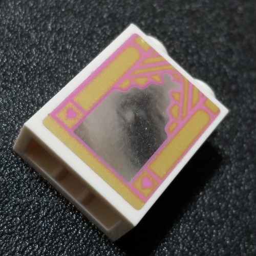 LEGO Brick 1x2x2 Decal Mirror on Front Furniture Mini Figure White Part ...