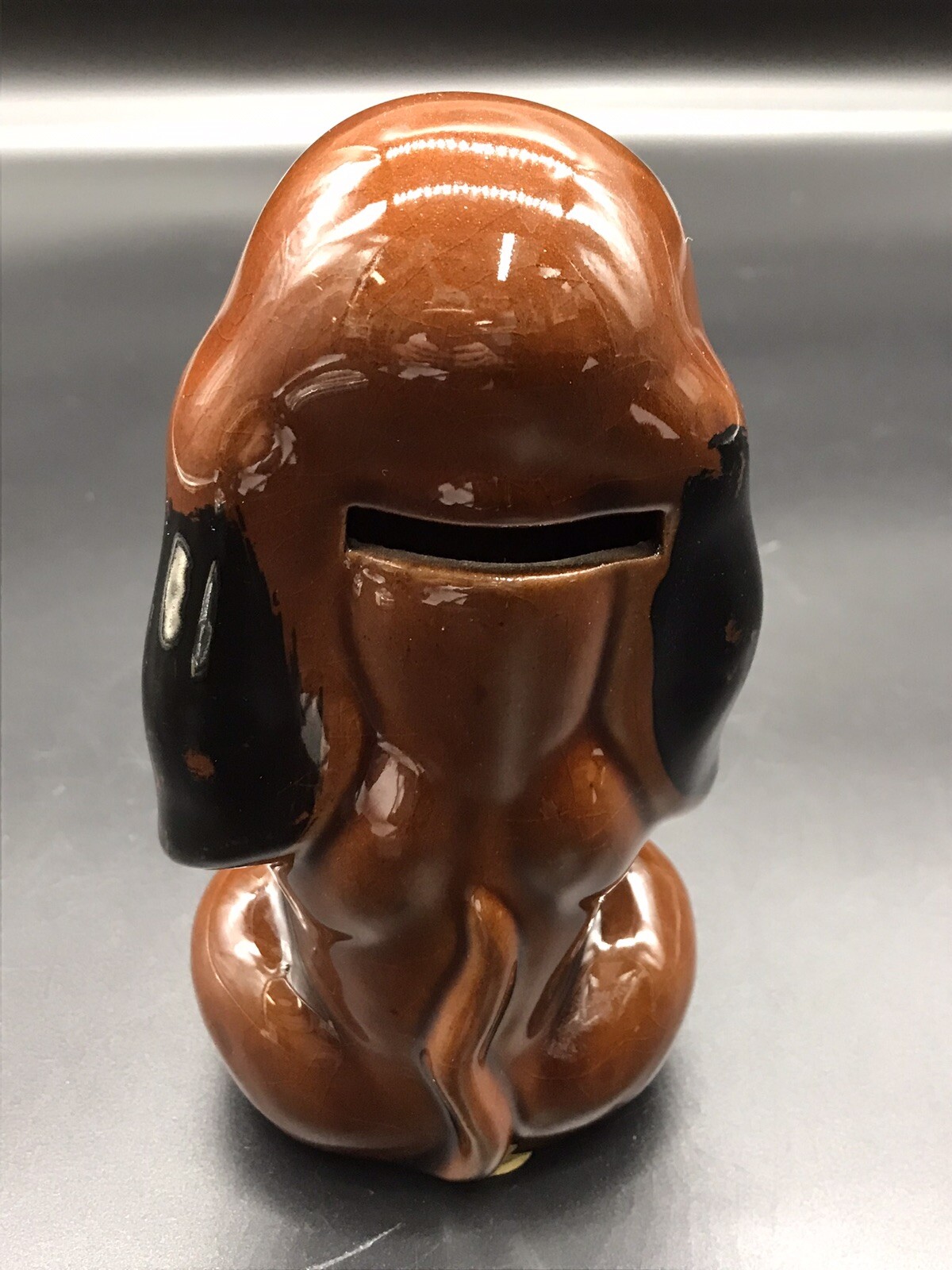 Vtg Kitschy Ceramic Brown Sad Hound Dog Hound Piggy Coin Bank Norcross ...