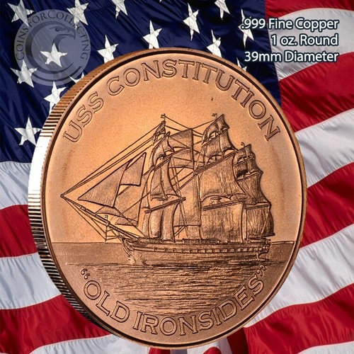 "USS Constitution - Old Ironsides" 1 oz .999 Copper Round | eBay