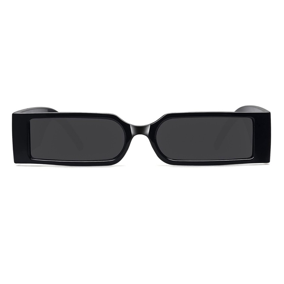 Mens Women's 90’s OG Trendy Rectangle Small Thin Narrow Black Shades ...