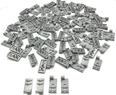 Lego 100 New Light Bluish Gray Hinge Plates 2 x 4 Pin Hole and 2 Holes ...